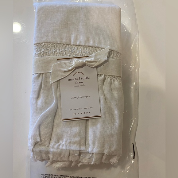 Pottery Barn | Bedding | Pottery Barn Smocked Ruffle Euro Sham | Poshmark